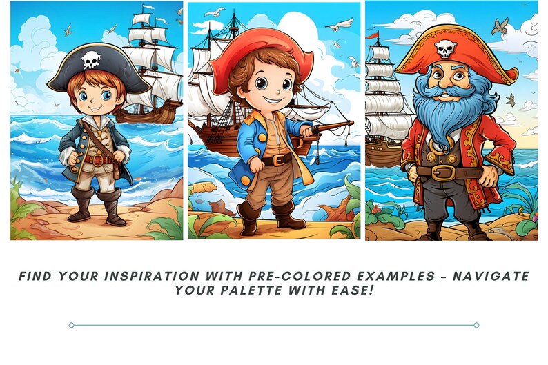 50 Pirate Coloring Pages Kids Adventure Book, Printable Sea Quest ...