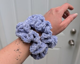 Crochet Chenille Scrunchie - Light Gray - Set of Two - Etsy