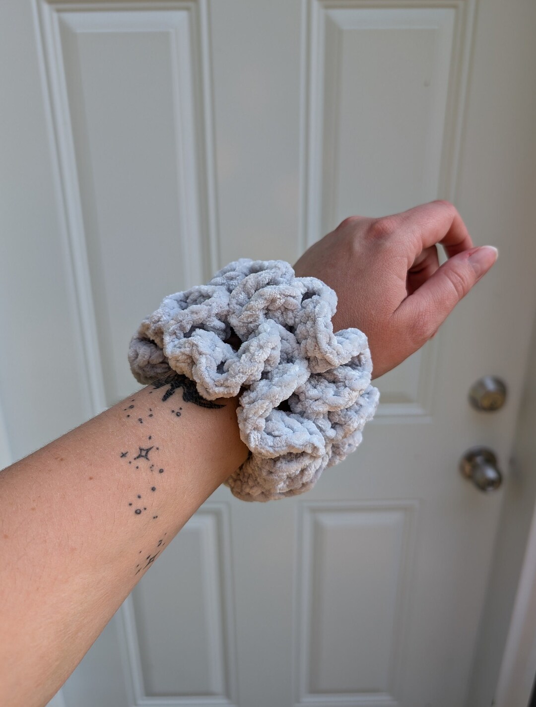 Crochet Chenille Scrunchie - Light Gray - Set of Two - Etsy