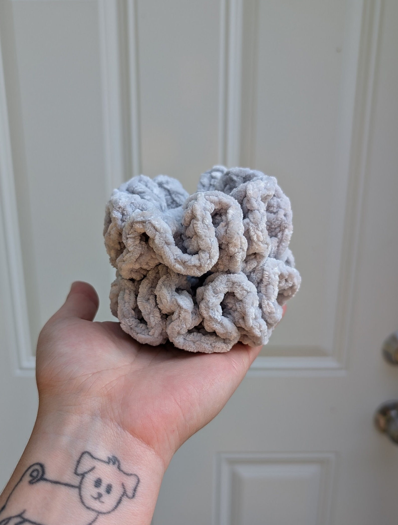 Crochet Chenille Scrunchie - Light Gray - Set of Two - Etsy