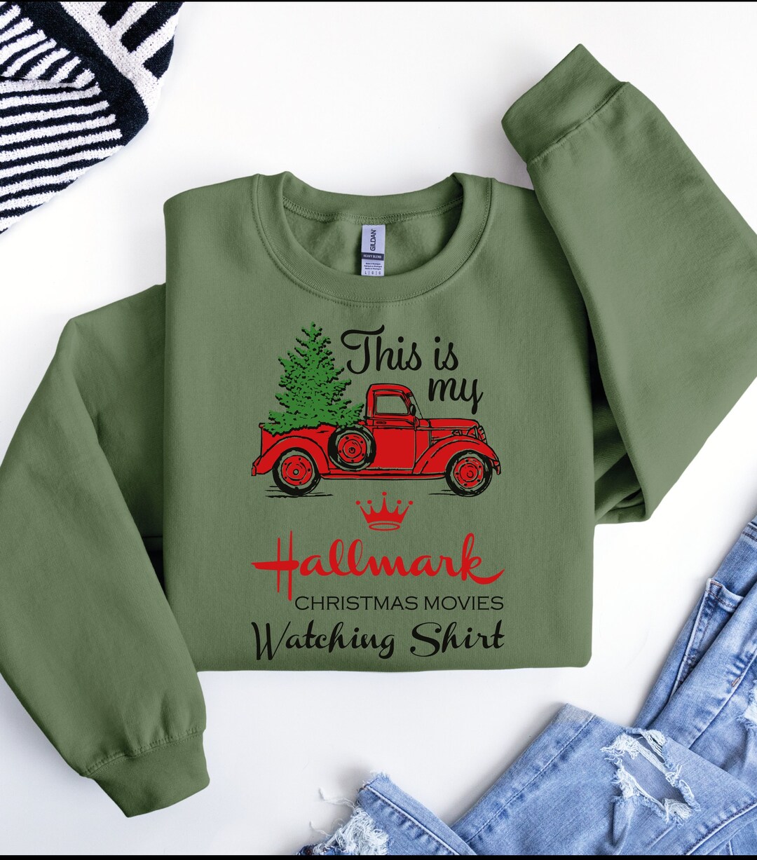 Hallmark Christmas Movie Watching Sweatshirt, Unisex Long Sleeve Tee - Etsy