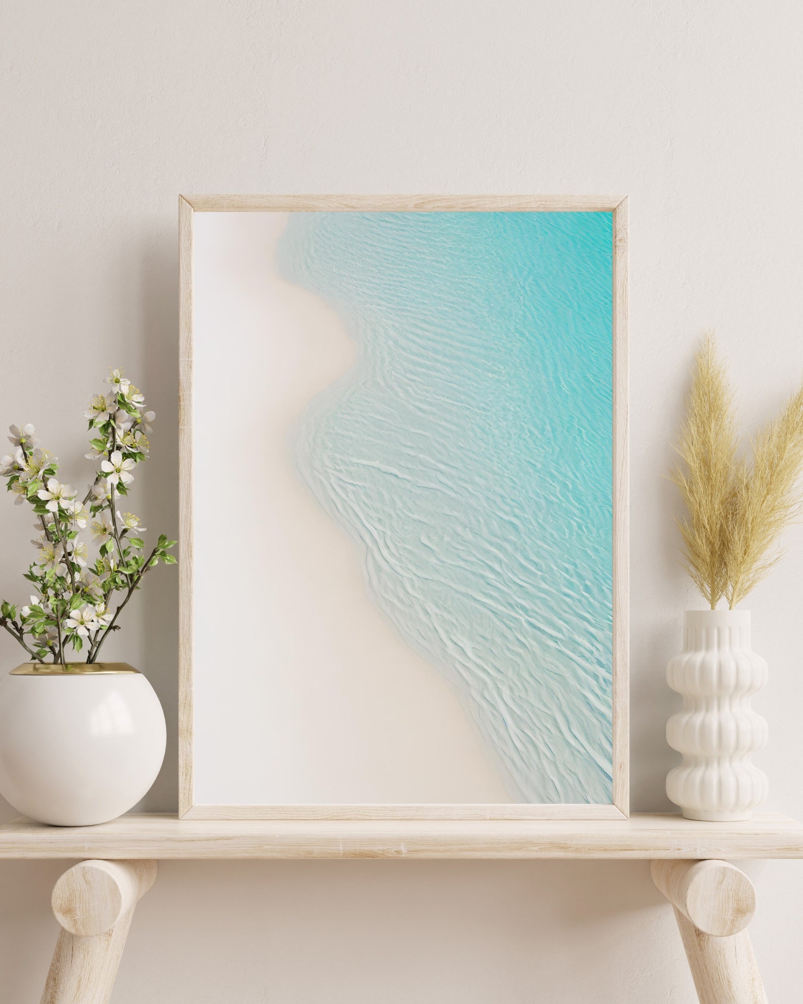 Sandy Beach Wall Art, Sandy Beach Print, Sea, Blue Print, White Print ...