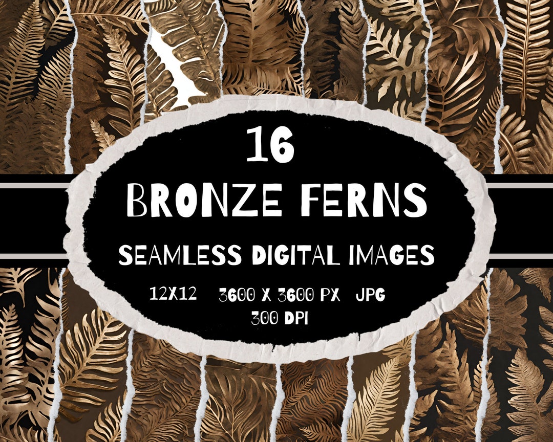 Bronze Ferns Digital Paper Seamless Floral Patterns, Digital Paper ...