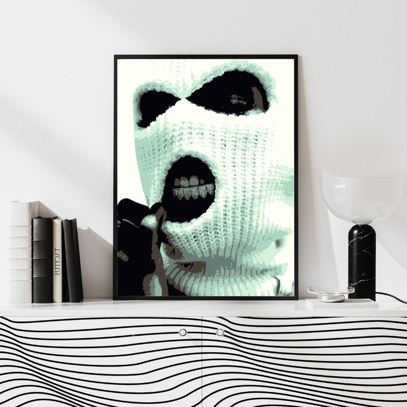 Diamond Boy: Man in White Ski Mask With Diamond Grillz Digital Art ...