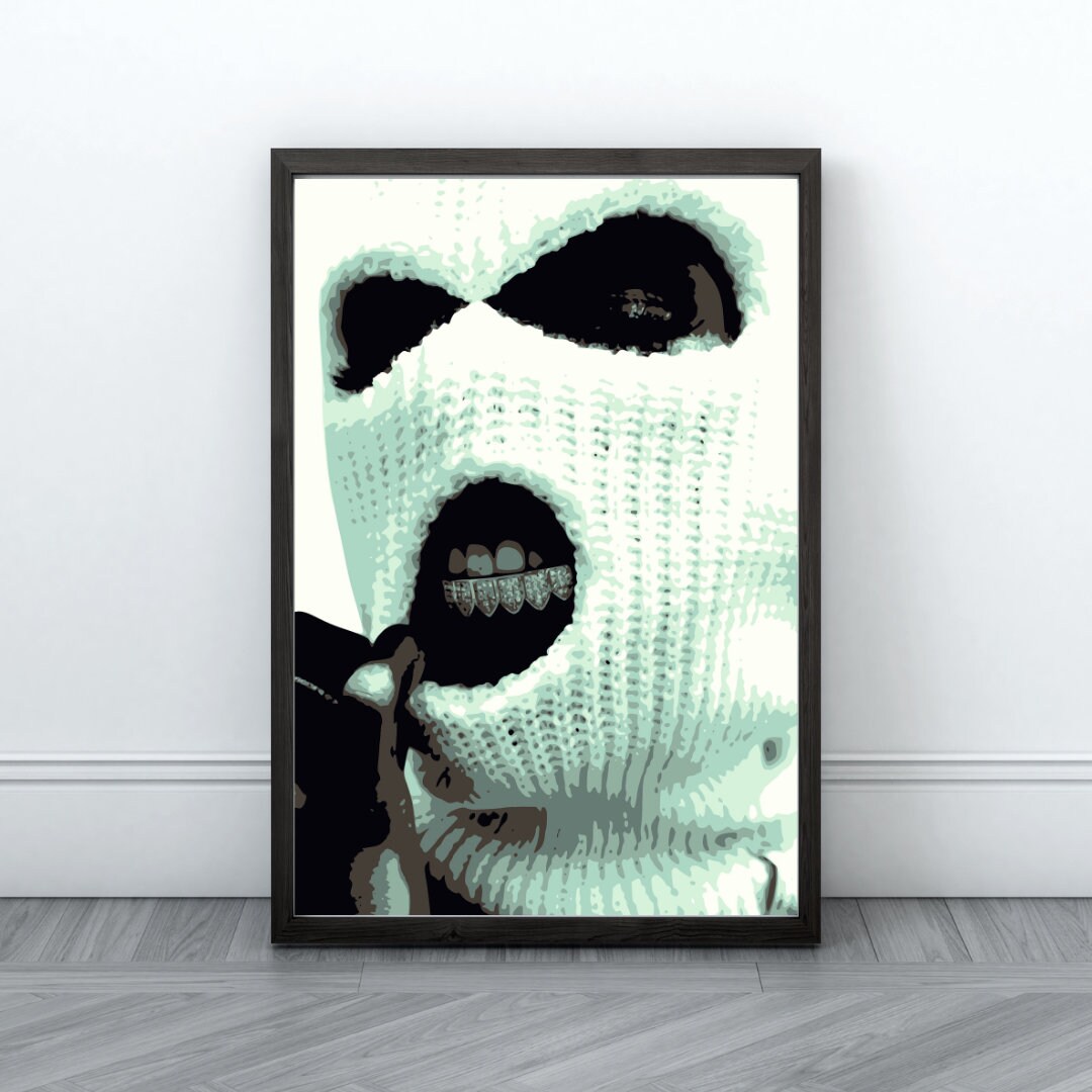 Diamond Boy: Man in White Ski Mask With Diamond Grillz Digital Art ...