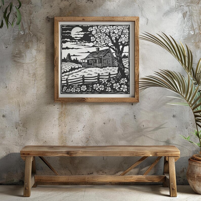 Log Cabin Spring PNG Bundle SVG DXF Laser Burn Wood Engrave Lightburn ...