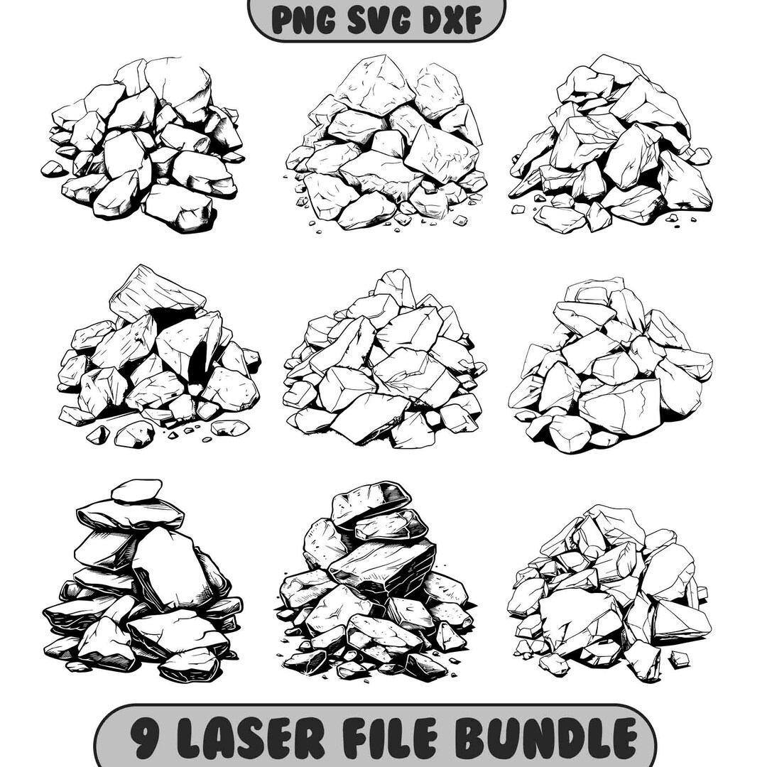 Pile of Rocks PNG Bundle | SVG | DXF | Laser Burn | Wood Engrave ...