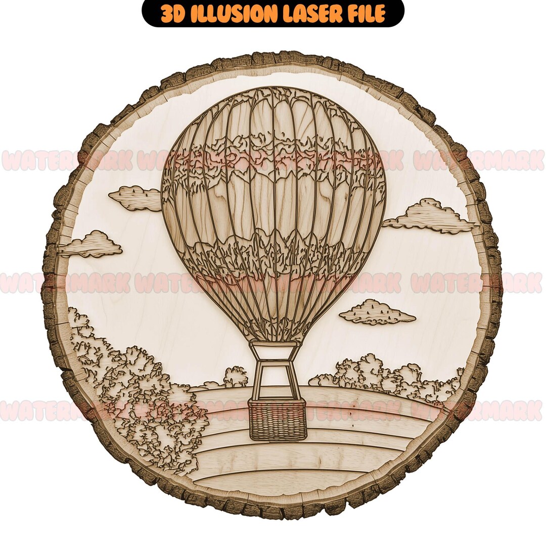Hot Air Balloon 3D Illusion Laser Files Laserdatei Laser Burn PNG ...