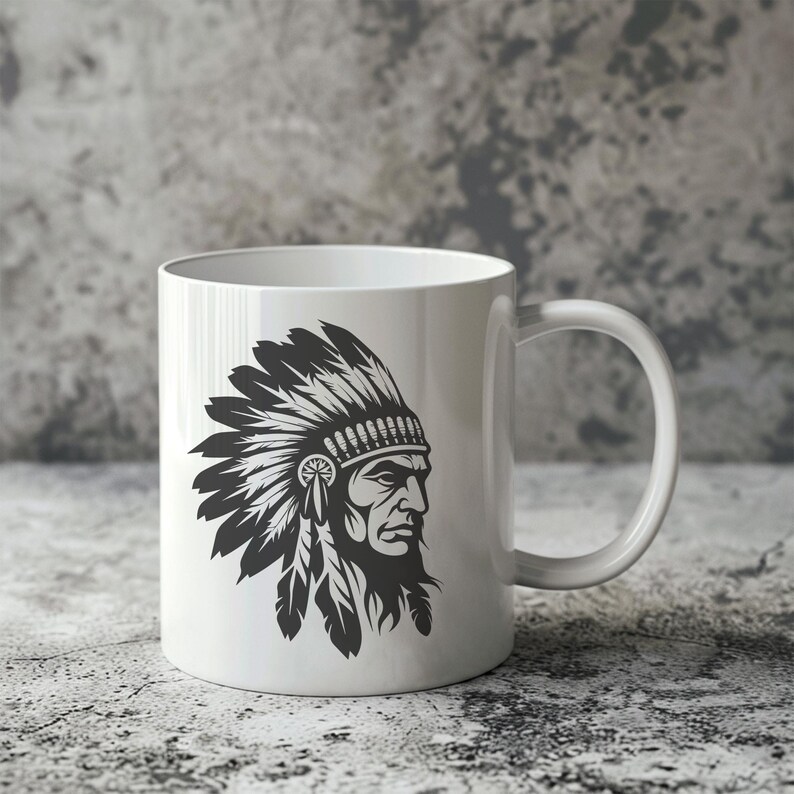 Native American Chief PNG Bundle SVG DXF Laser Burn Wood Engrave ...