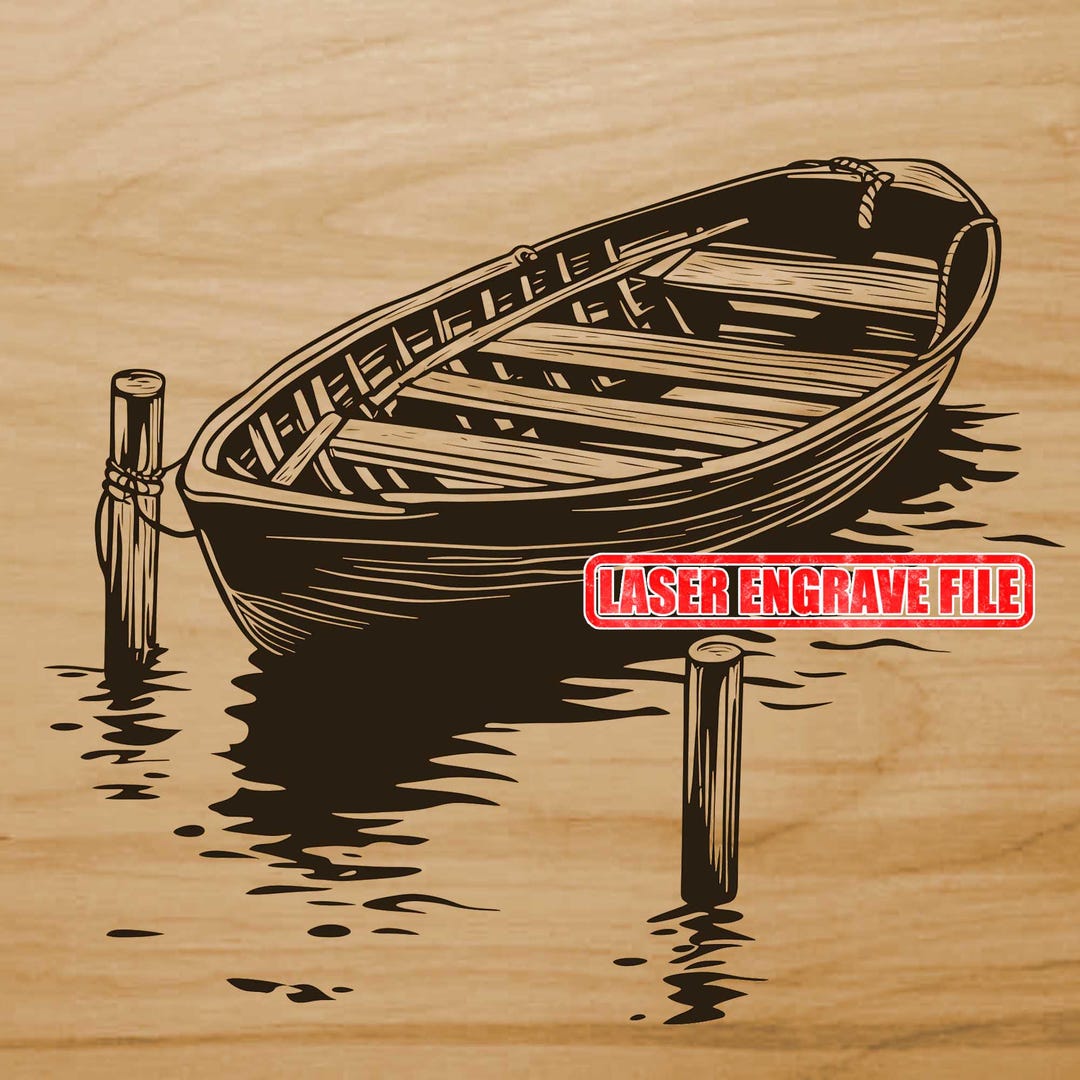 Rowboat Laser Engrave SVG File PNG File Laser File | Laserdatei | Laser ...