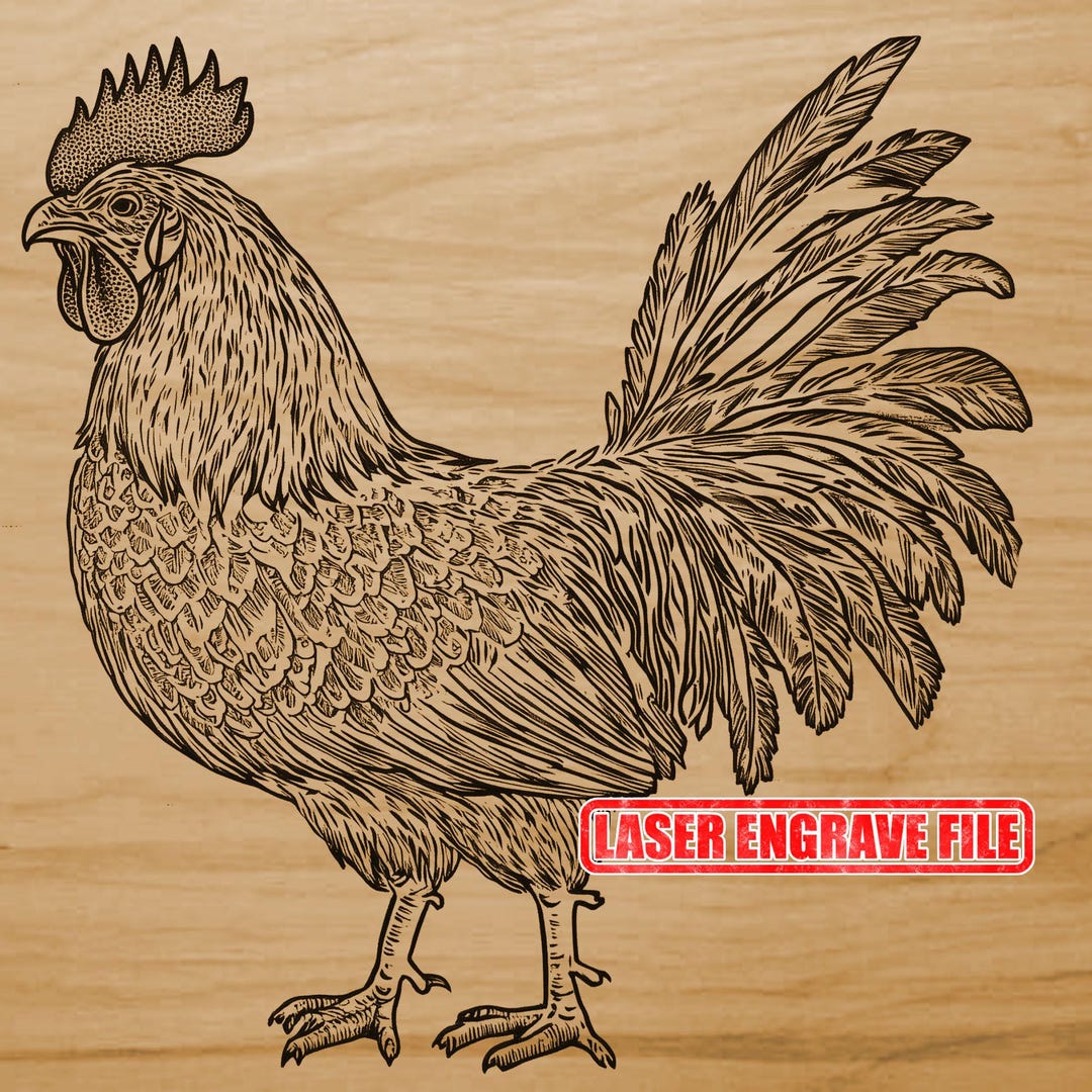 Rooster Laser Engrave SVG File PNG File Laser File | Laserdatei | Laser ...