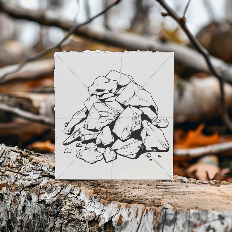 Pile of Rocks PNG Bundle SVG DXF Laser Burn Wood Engrave Lightburn ...