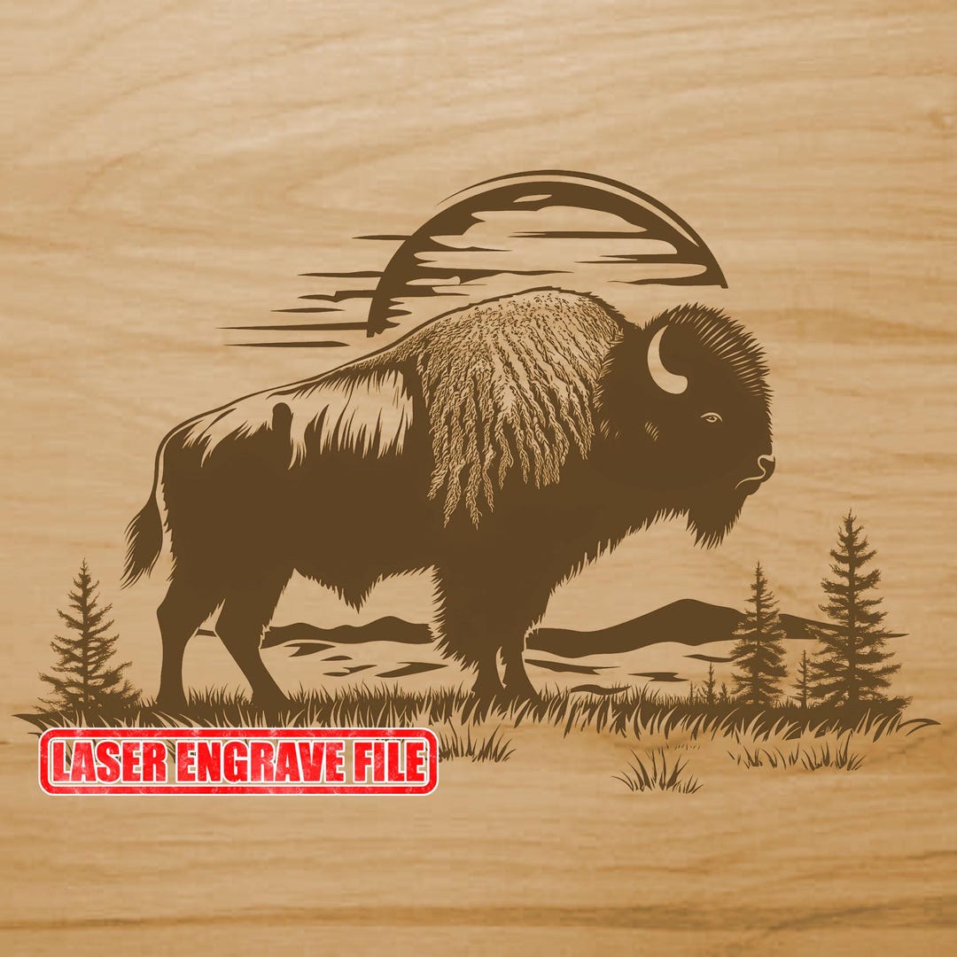 Buffalo Sunset Laser Engraving File | SVG, PNG | Western Wildlife ...