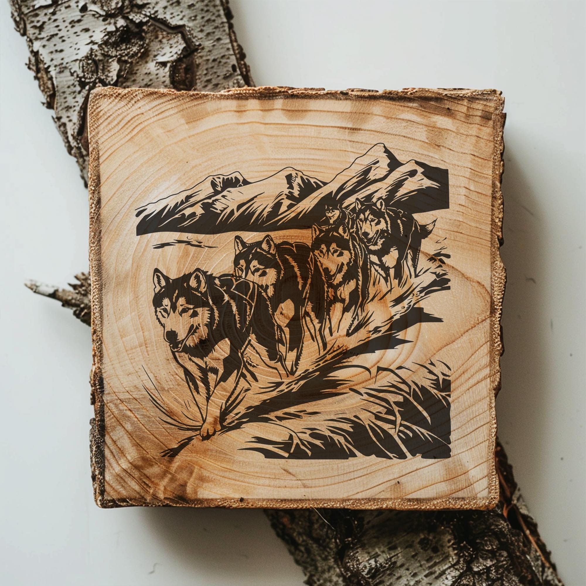 Denali Sled Dogs PNG Bundle SVG DXF Laser Burn Wood Engrave Lightburn ...