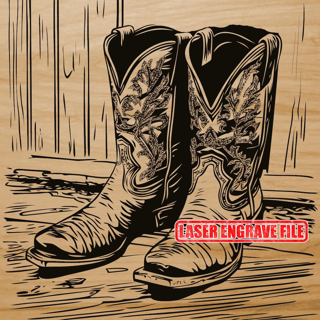 Cowboy Boots 3D Illusion Laser Engrave File PNG File SVG File ...