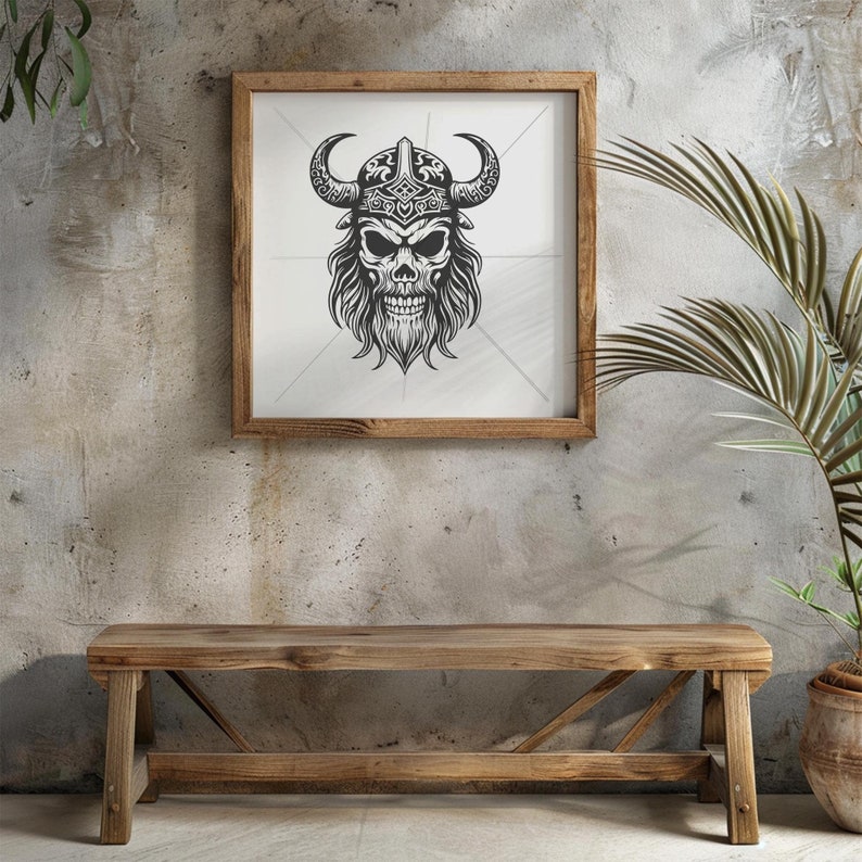 Viking Skull PNG Bundle SVG DXF Laser Burn Wood Engrave Lightburn Laser ...