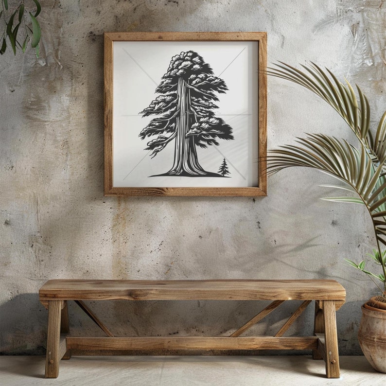 Sequoia Tree PNG Bundle SVG DXF Laser Burn Wood Engrave Lightburn Laser ...