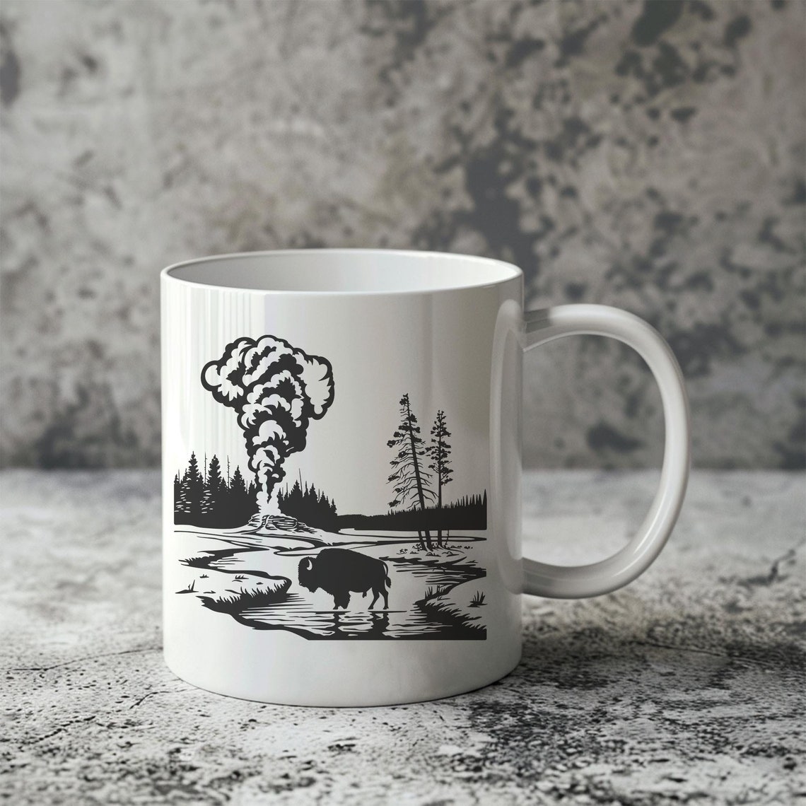 Yellowstone Geyser Bison PNG Bundle SVG DXF Laser Burn Wood Engrave ...