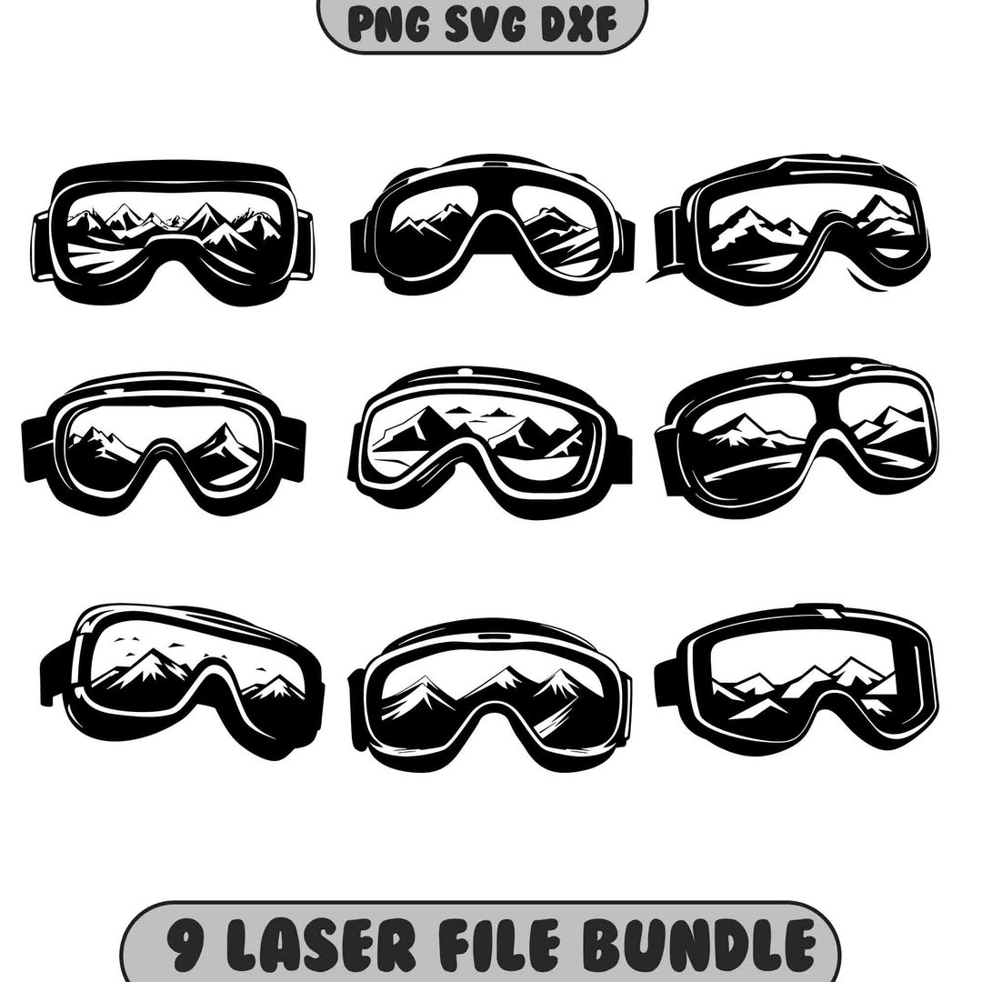 Snow Goggles PNG Bundle | SVG | DXF | Laser Burn | Wood Engrave ...