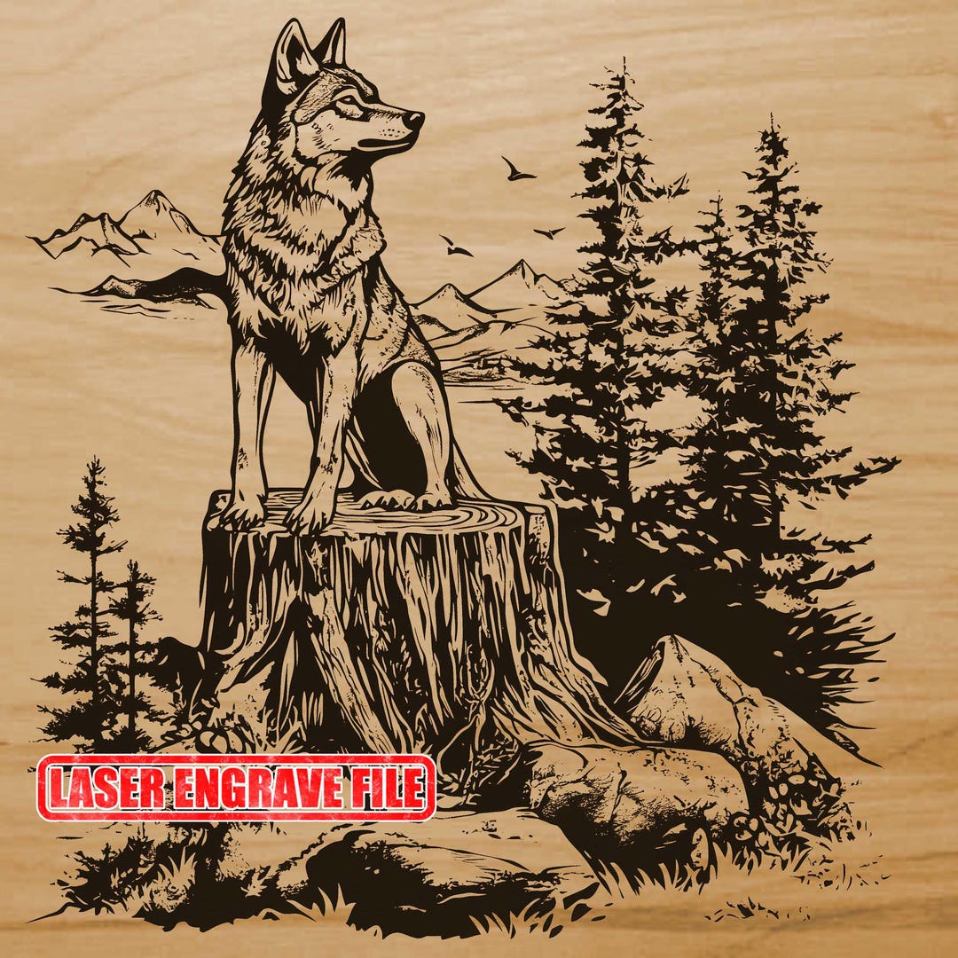 Wolf Laser Engrave SVG File PNG File Laser File | Laserdatei | Laser ...