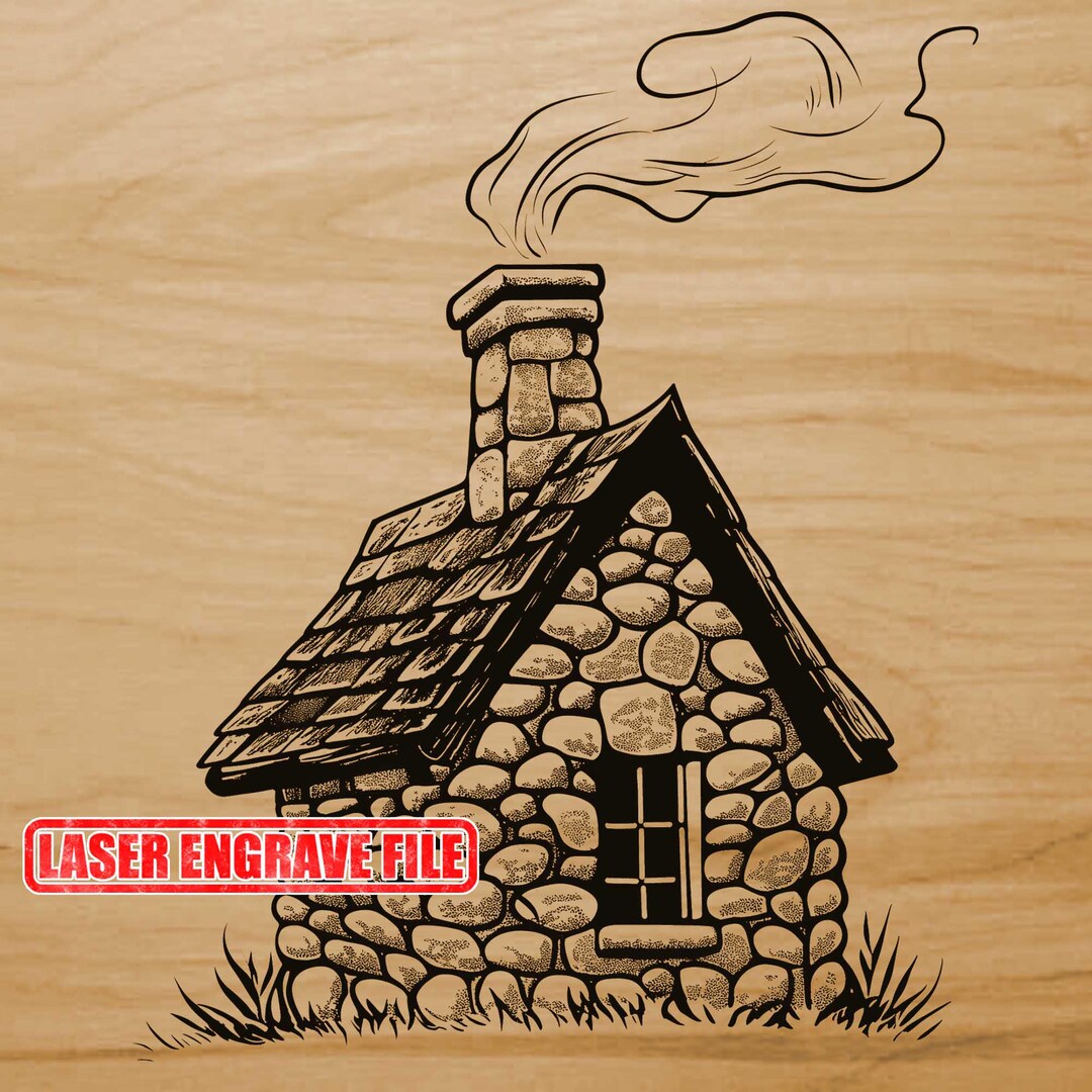 Stone Cottage Laser Engrave SVG File PNG File Laser File | Laserdatei ...