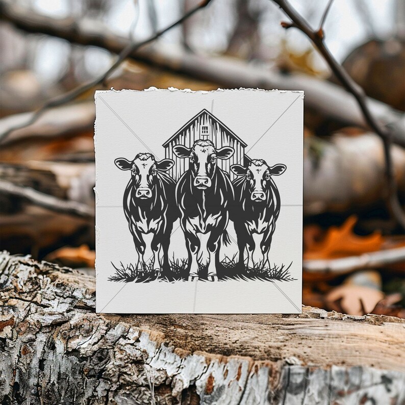 Cattle Farm Barn PNG Bundle SVG DXF Laser Burn Wood Engrave Lightburn ...