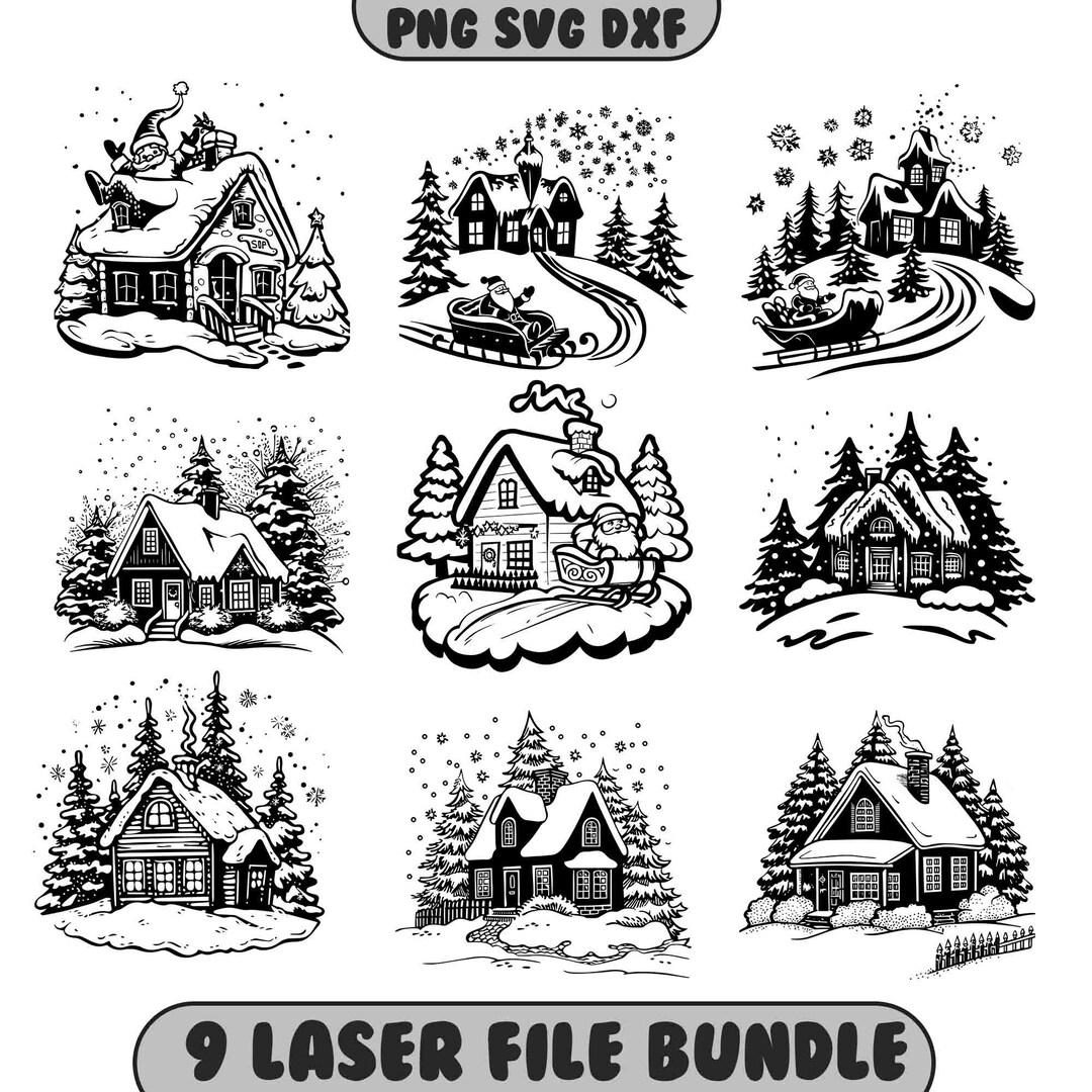 Christmas Eve Scene PNG Bundle | SVG | DXF | Laser Burn | Wood Engrave ...