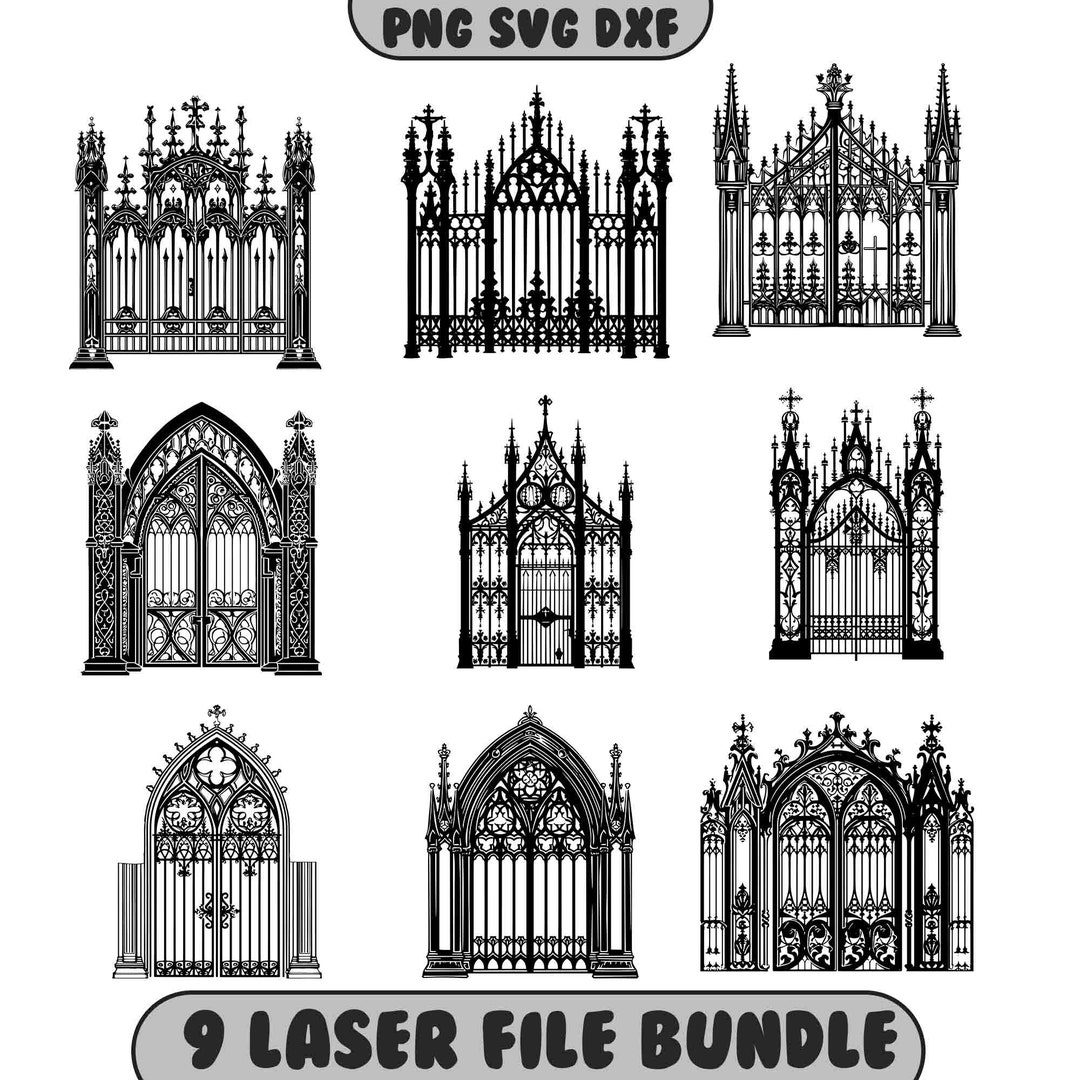 Victorian Gate PNG Bundle | SVG | DXF | Laser Burn | Wood Engrave ...
