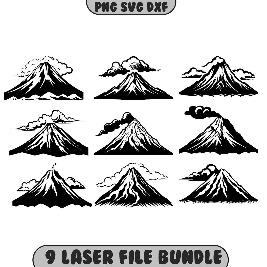 Volcano PNG Bundle | SVG | DXF | Laser Burn | Wood Engrave | Lightburn ...