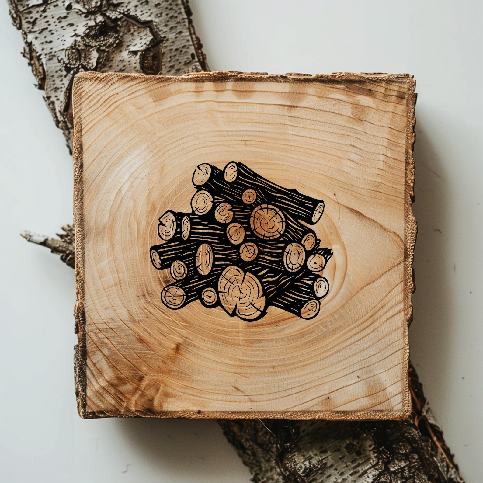 Wooden Logs Tree Log PNG Bundle SVG DXF Laser Burn Wood Engrave ...