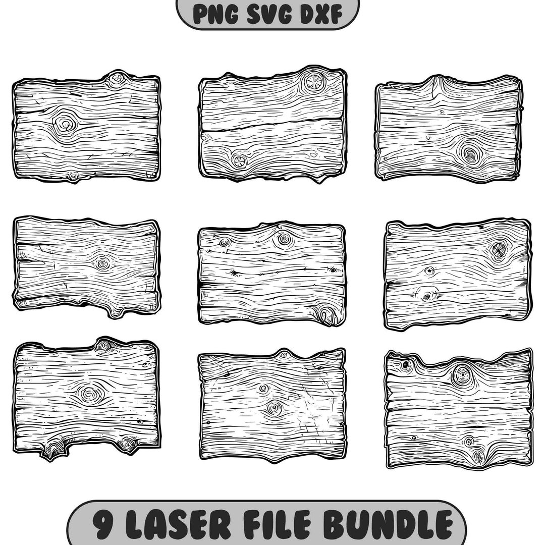 Wood Slab Sign PNG Bundle | SVG | DXF | Laser Burn | Wood Engrave ...