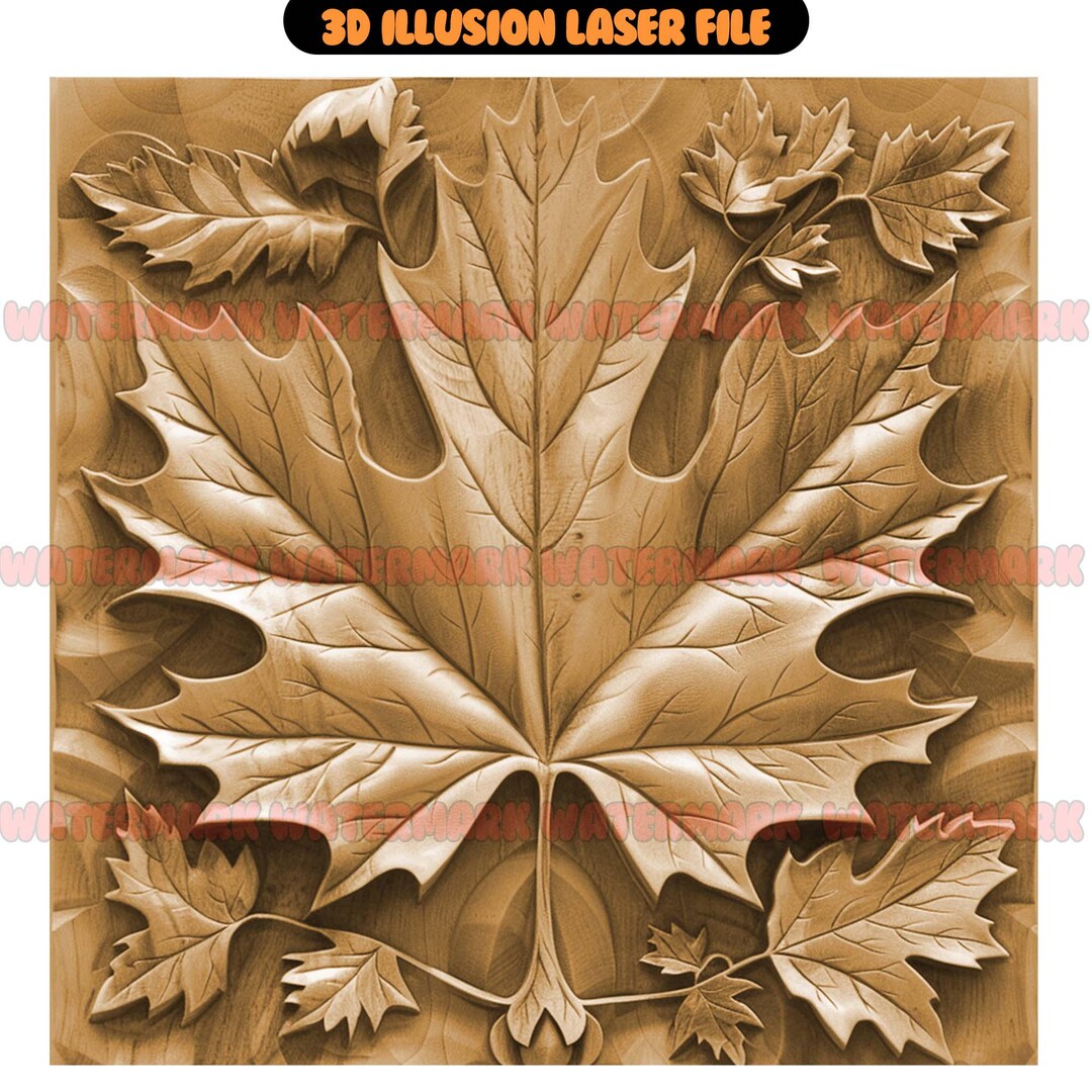 Maple Leaf 3D Illusion Laser Files Laserdatei Laser Burn PNG Lightburn ...