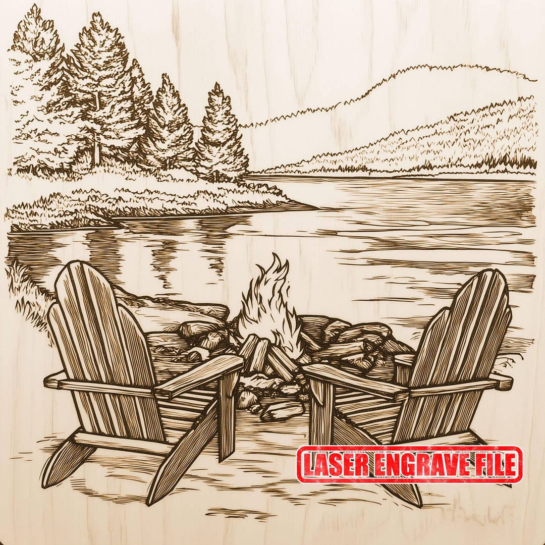 Lake Scene Laser Engrave SVG File PNG File Laser File | Laserdatei ...