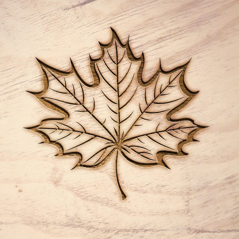 Maple Leaf PNG Bundle SVG DXF Laser Burn Wood Engrave Lightburn Laser ...