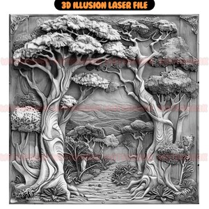 Forest Belete Tree 3D Illusion Laser Files Laserdatei Laser Burn PNG ...