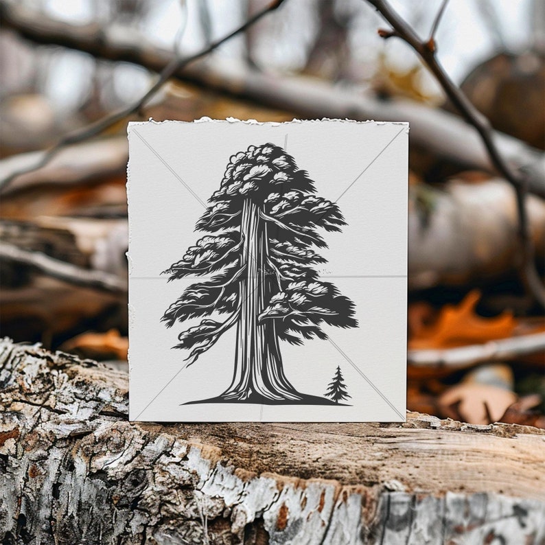 Sequoia Tree PNG Bundle SVG DXF Laser Burn Wood Engrave Lightburn Laser ...