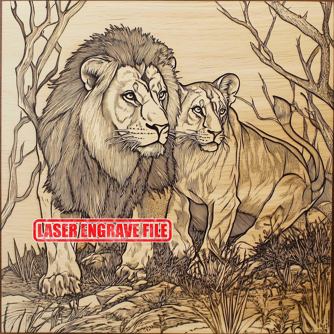 Lion Couple Laser Engrave SVG File PNG File Laser File | Laserdatei ...