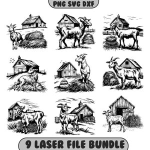 Goat Farm Barn PNG Bundle | SVG | DXF | Laser Burn | Wood Engrave ...
