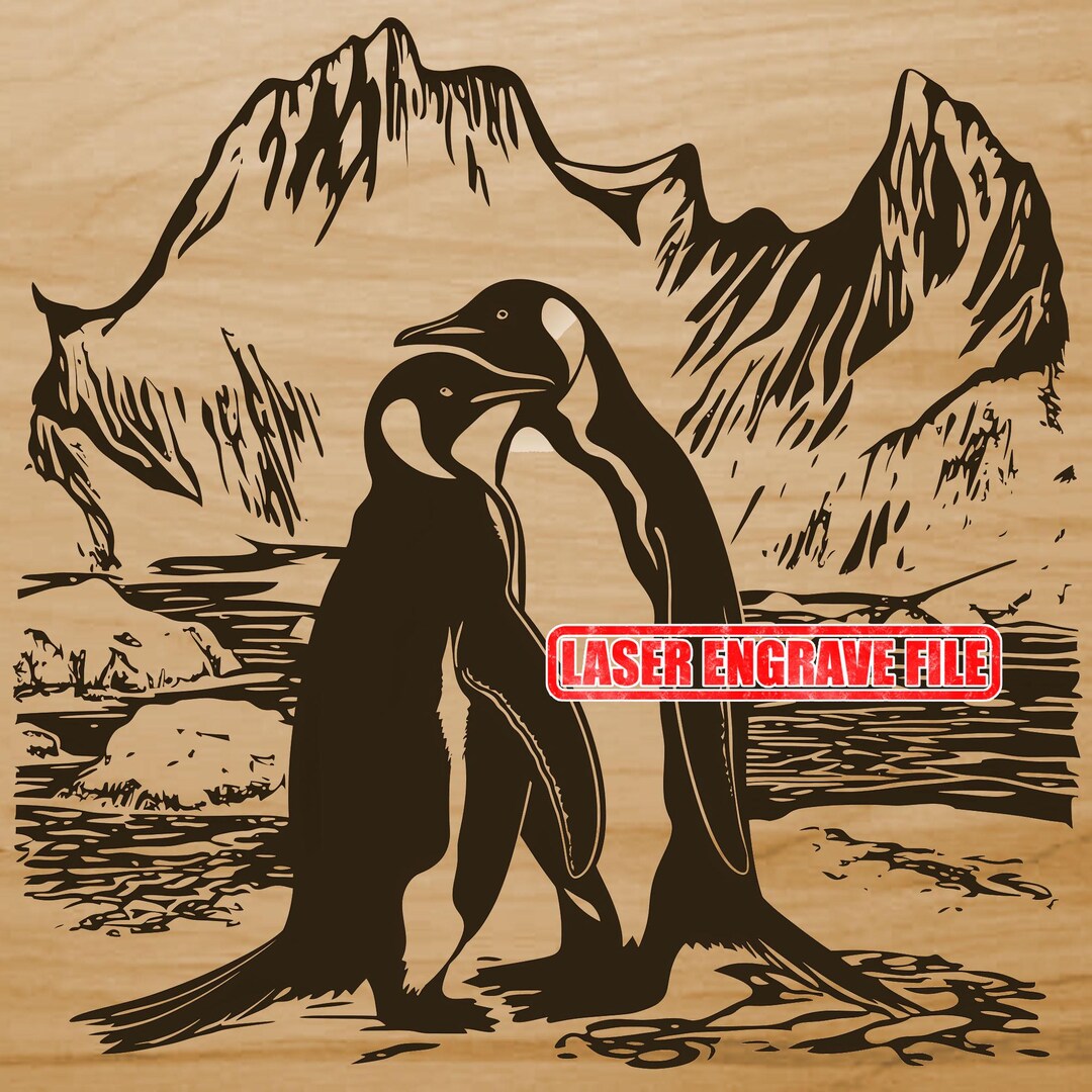 Penguin Couple Laser Engrave SVG File PNG File Laser File | Laserdatei ...