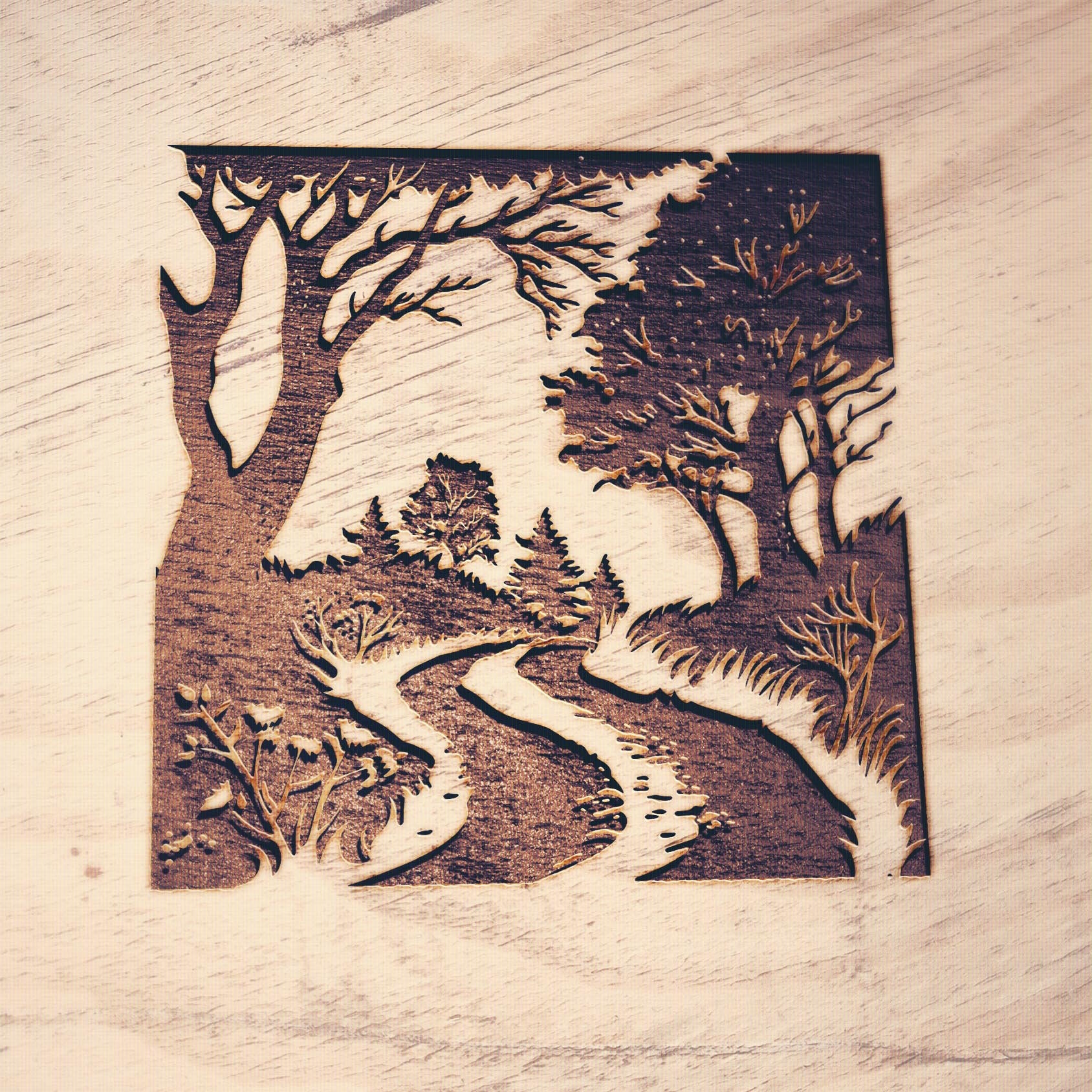 Road Trees Forest PNG Bundle SVG DXF Laser Burn Wood Engrave Lightburn ...