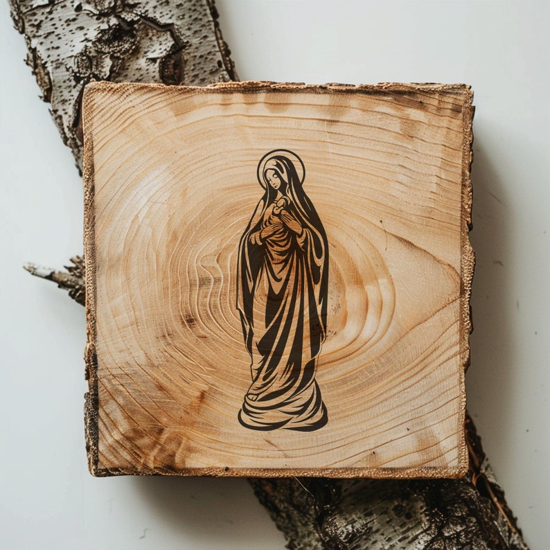 Virgin Mary PNG Bundle SVG DXF Laser Burn Wood Engrave Lightburn Laser ...