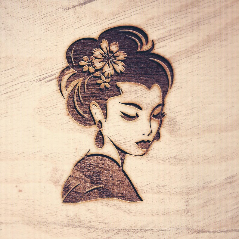 Geisha PNG Bundle SVG DXF Laser Burn Wood Engrave Lightburn Laser File ...