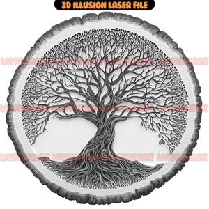 Tree of Life 3D Illusion Laser Files Laserdatei Laser Burn PNG ...