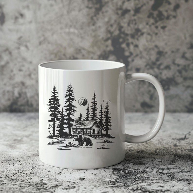 Log Cabin Bear Forest PNG Bundle SVG DXF Laser Burn Wood Engrave ...