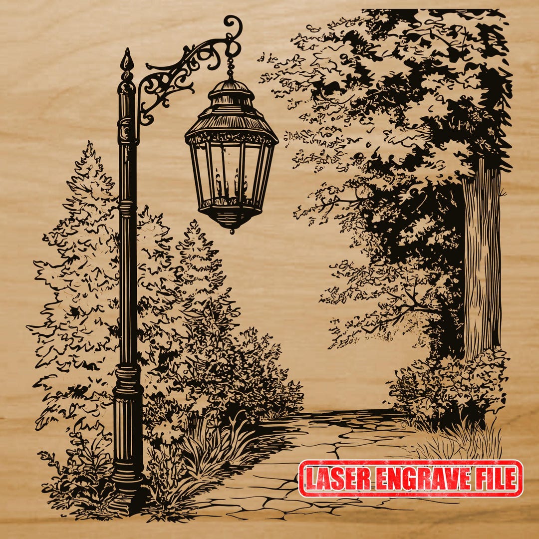 Vintage Lantern Rustic Road Laser Engrave SVG File PNG File Laser File ...