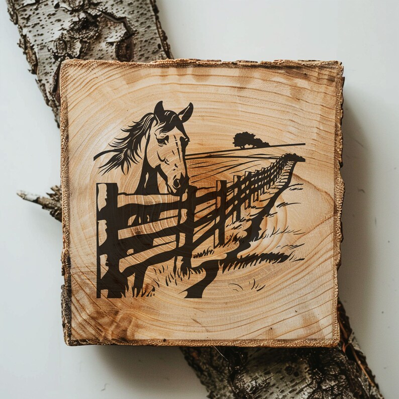 Horse Fence Farm PNG Bundle SVG DXF Laser Burn Wood Engrave Lightburn ...