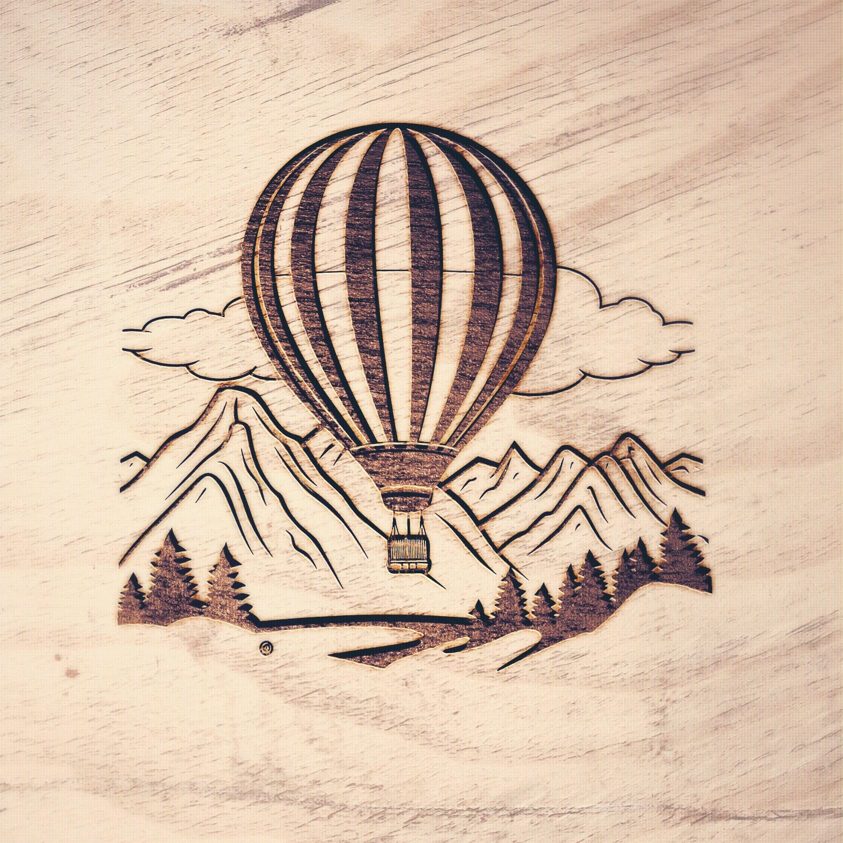 Hot Air Balloon Pencil Drawing