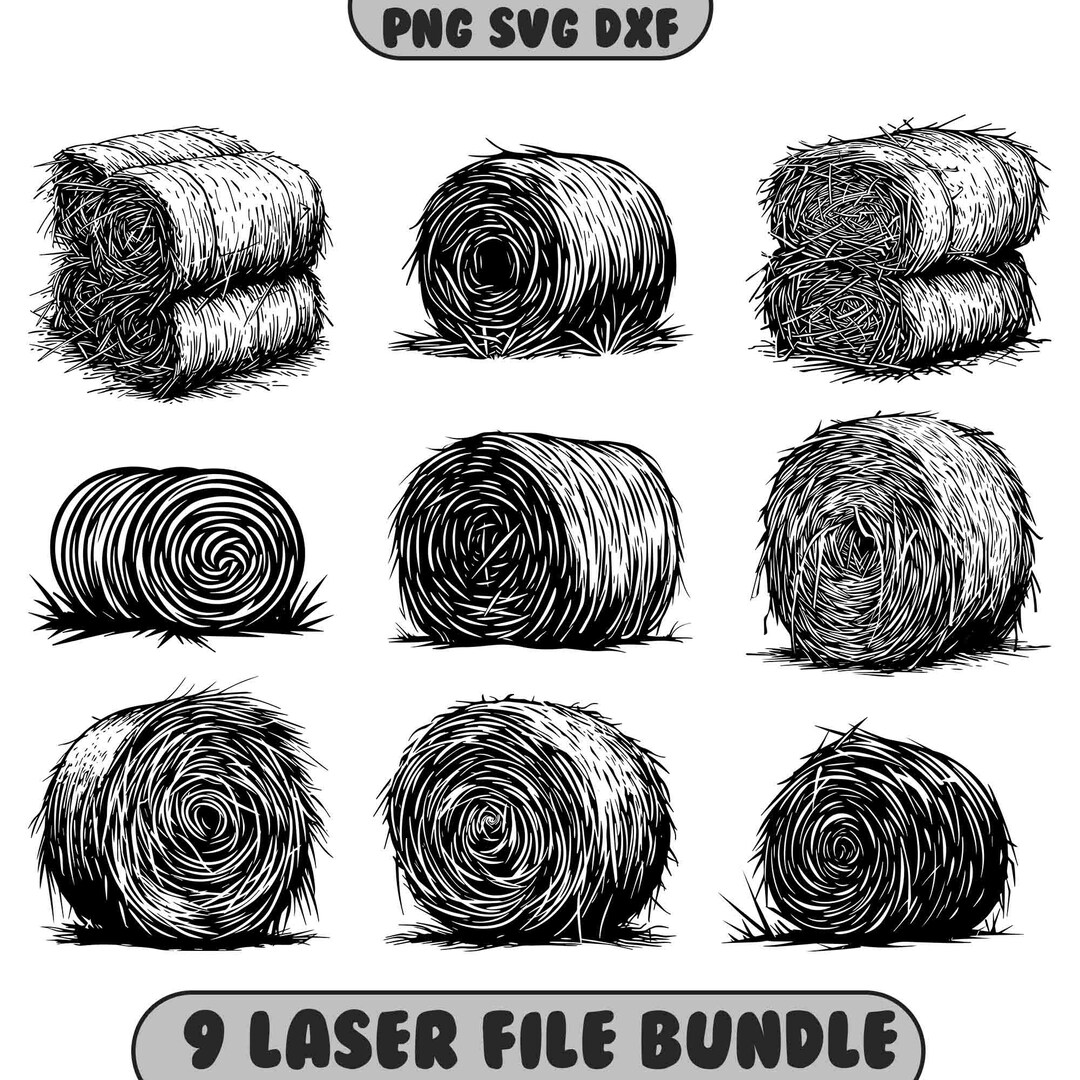Hay Bale PNG Bundle | SVG | DXF | Laser Burn | Wood Engrave | Lightburn ...