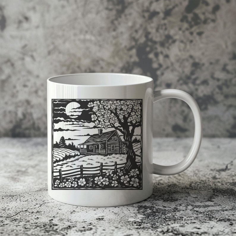 Log Cabin Spring PNG Bundle SVG DXF Laser Burn Wood Engrave Lightburn ...