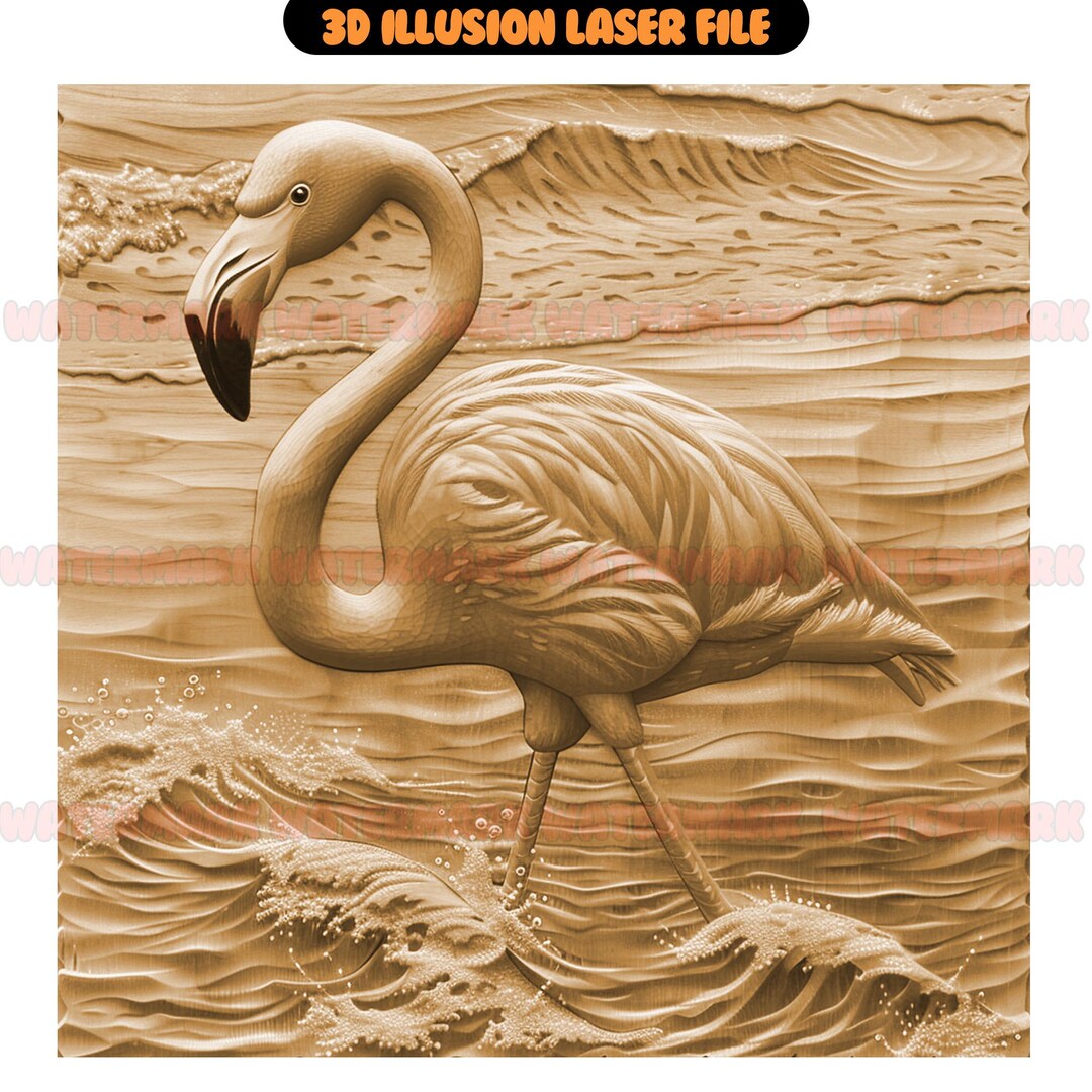 Flamingo 3D Illusion Laser Files Laserdatei Laser Burn PNG Lightburn ...
